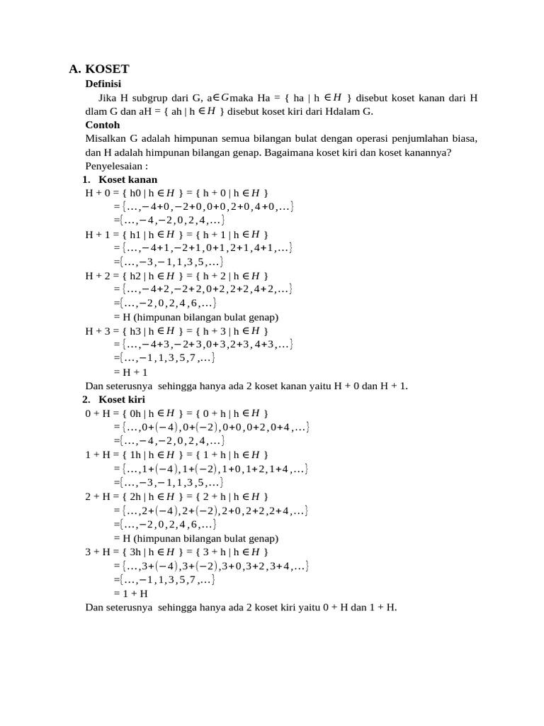 Koset Dan Subgrup Normal | PDF