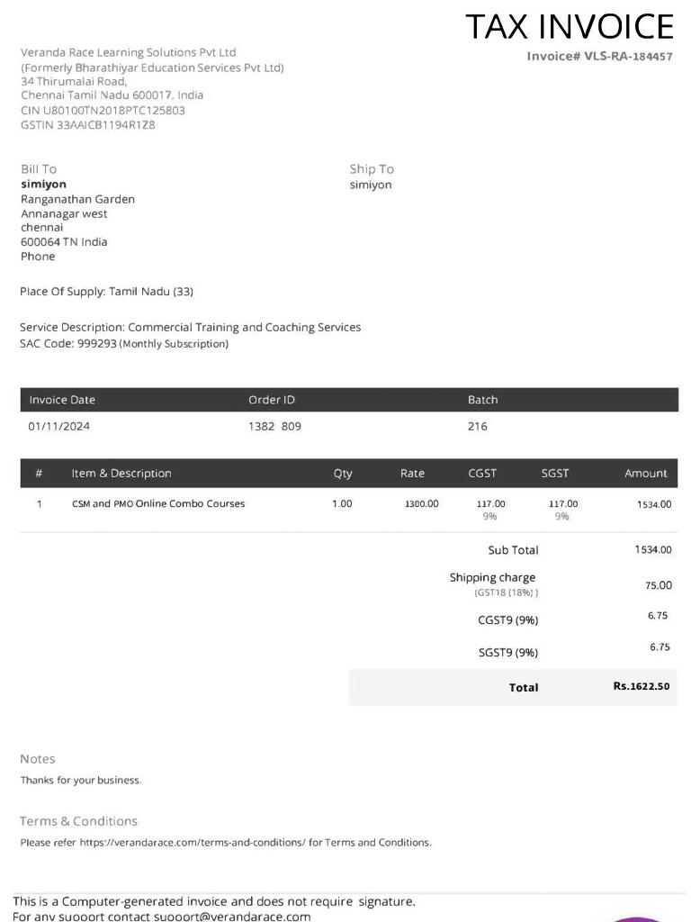 Veranda Nov Bill Combined Compressed | PDF | Business Documents | Taxes