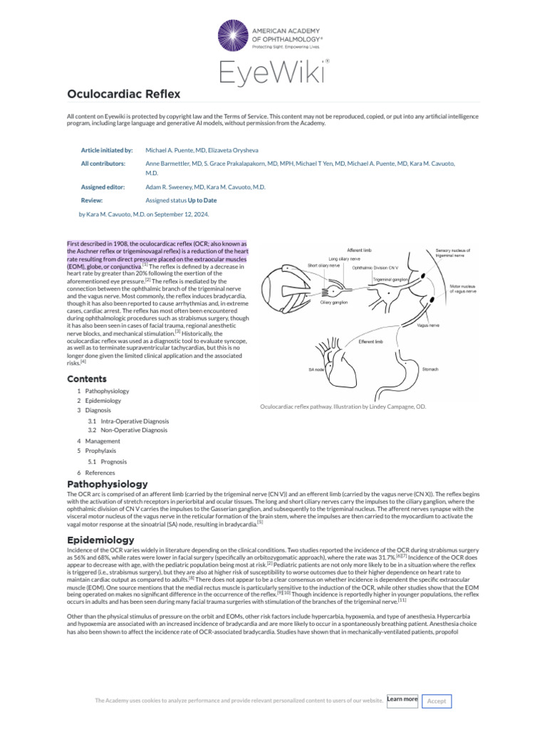 Oculocardiac Reflex - EyeWiki | PDF | Vagus Nerve | Medical Specialties