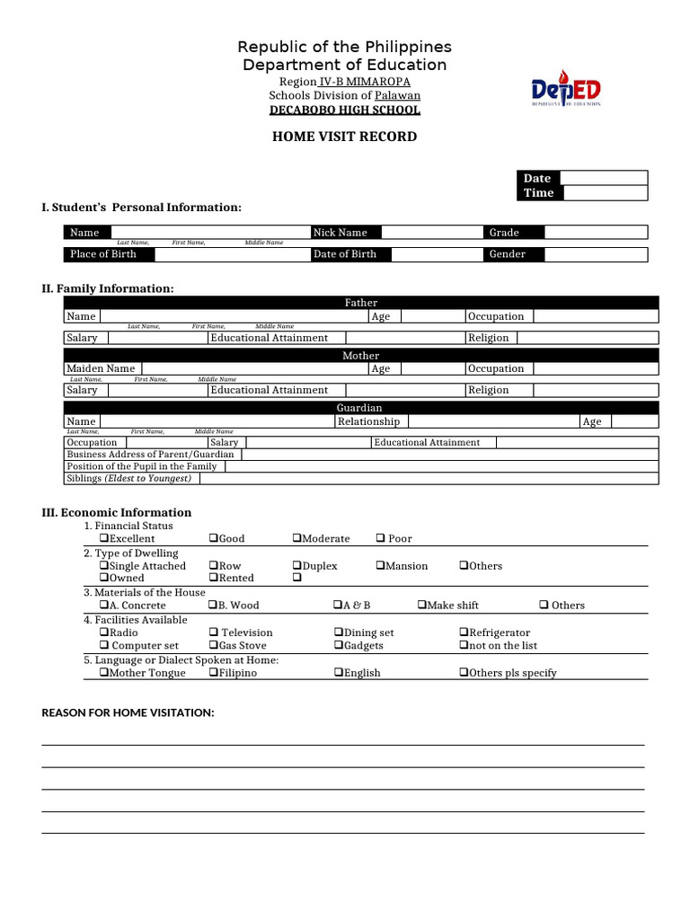 HOME VISIT RECORD | PDF | Linguistics