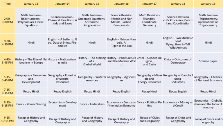 Timetable | PDF | Mathematics