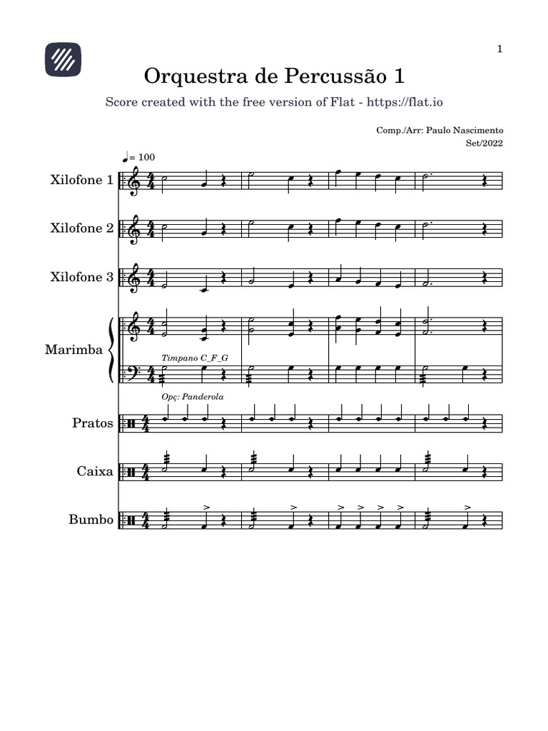 Percussion Orchestra Score by Nascimento | PDF