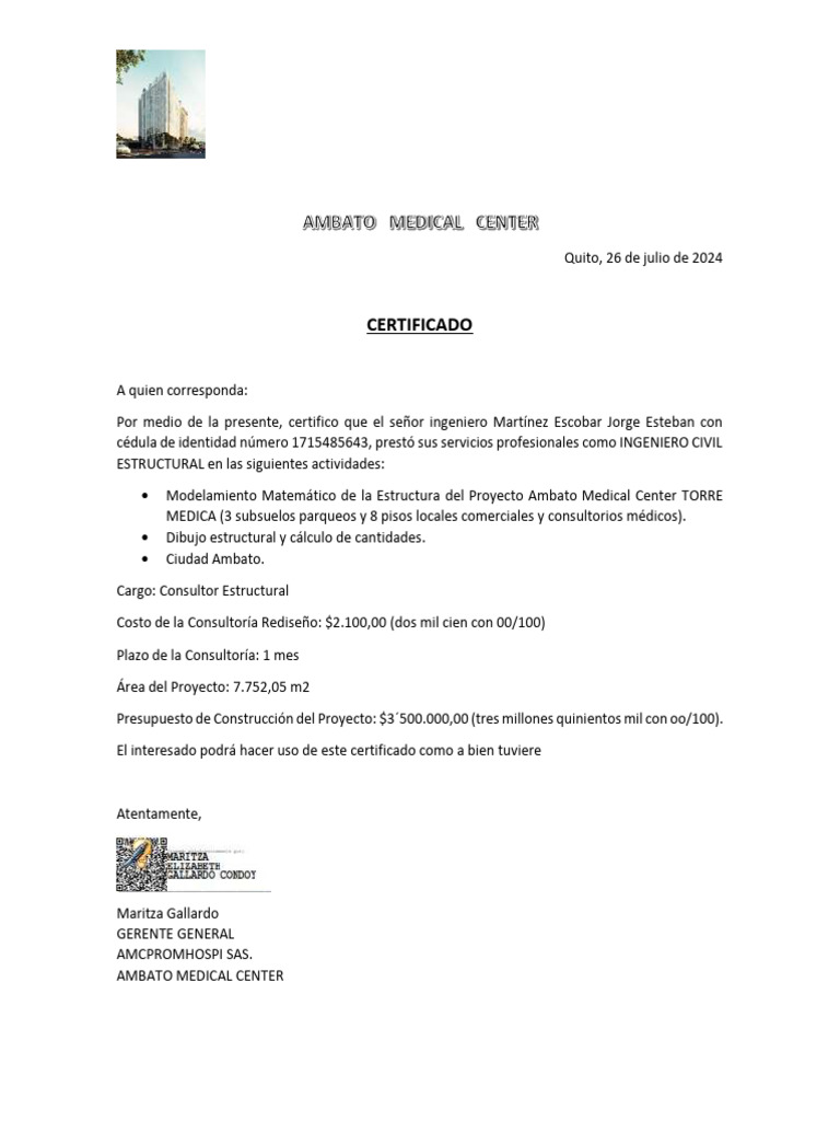 Certificado ING MARTINEZ ESTRUCTURAL - 112443 | PDF