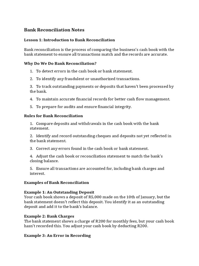 Bank Recon Notes | PDF