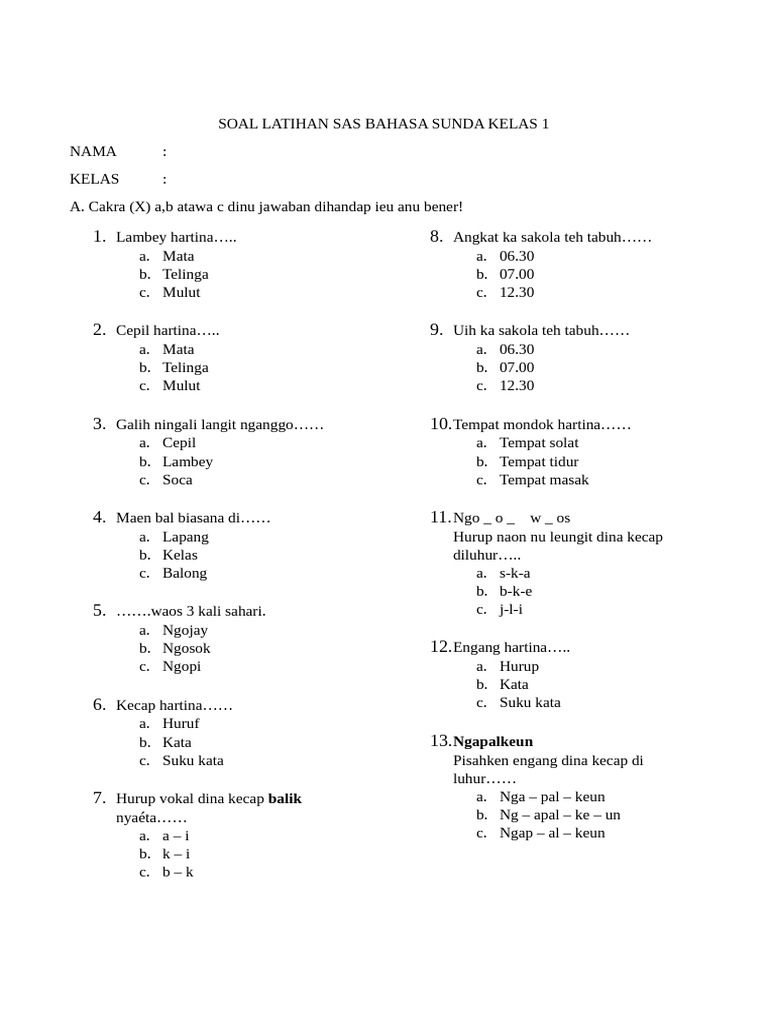 latihan soal sunda | PDF
