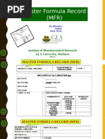 Master Formula Record (MFR) | PDF | Packaging And Labeling