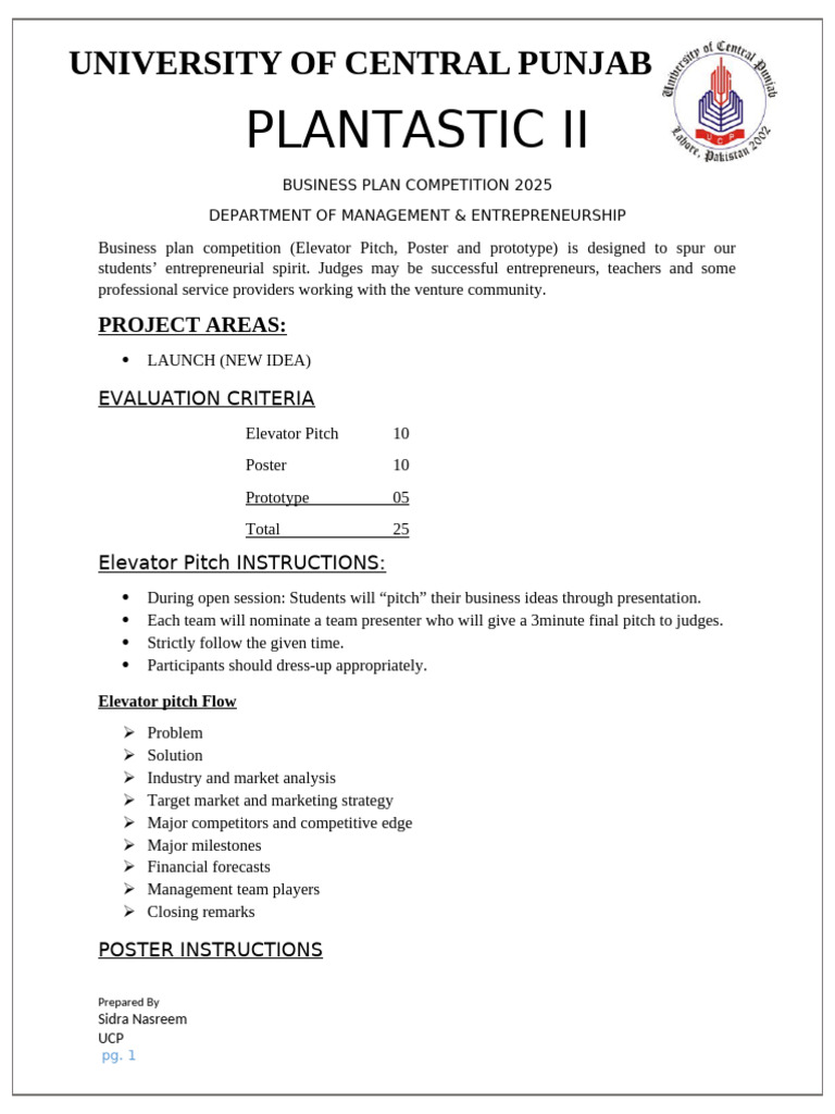 PLANTASTIC II Guidelines For Students | PDF | Entrepreneurship