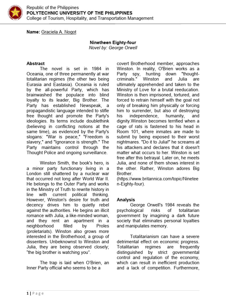 Nogot Graciela Thesis Stament 1984 | PDF | George Orwell