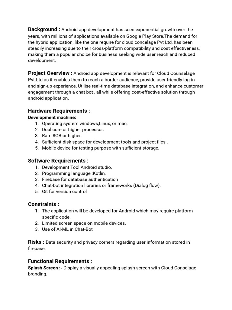 SRS | PDF | Android (Operating System) | Mobile App