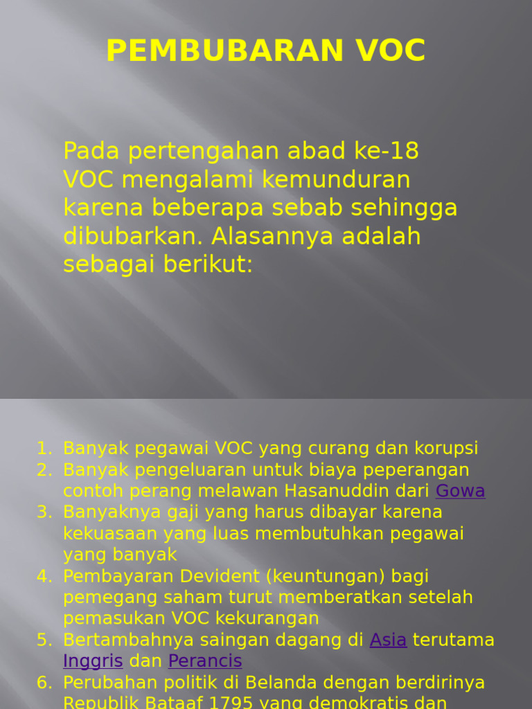 Pembubaran Voc | PDF