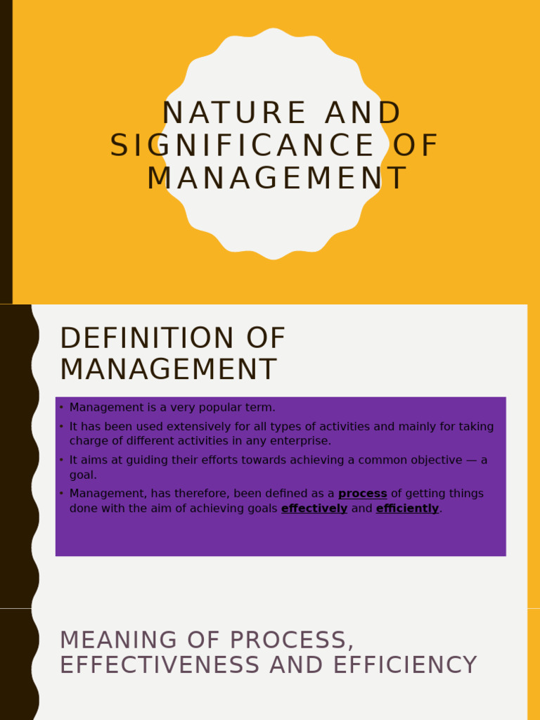 BS Chap 1 Nature and Significance of Management | PDF | Profession ...