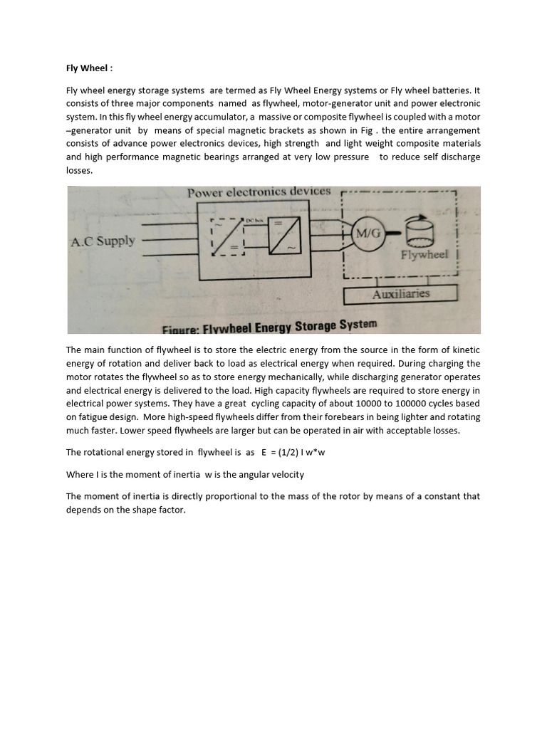 UNIT -VI Fly wheel energy storage systems | PDF