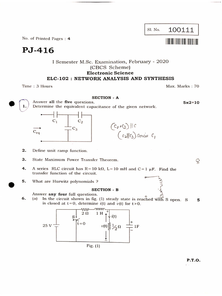 Network Analysis Question Paper | PDF