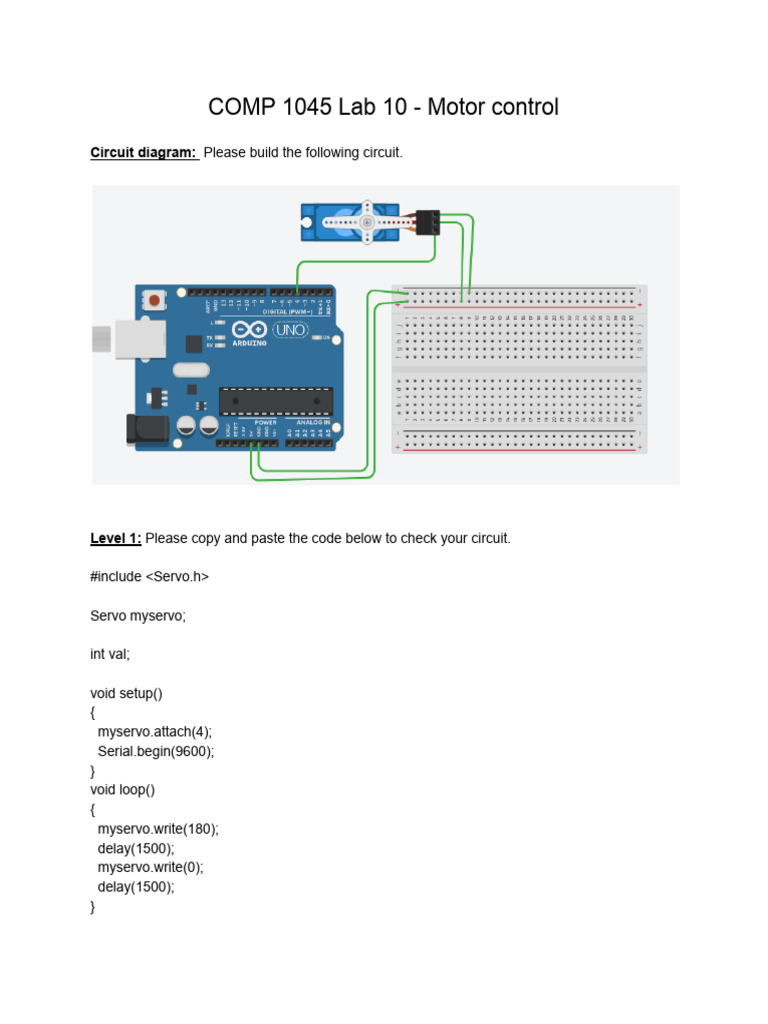 COMP 1045 Lab 10 - Motor Control - F24 | PDF