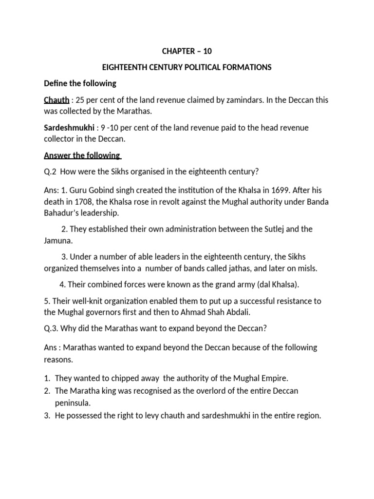 HISTORY CH.8 EIGHTEENTH CENTURY POLITICAL FORMATIONS | PDF