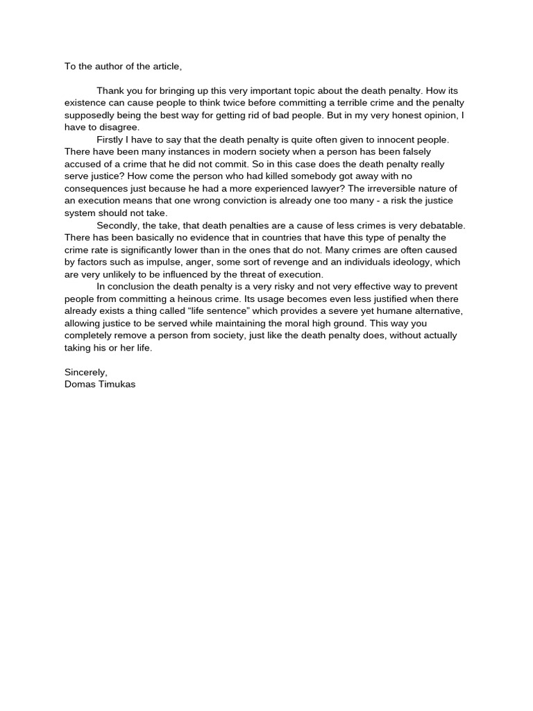 Domas Timukas Death Penalty | PDF