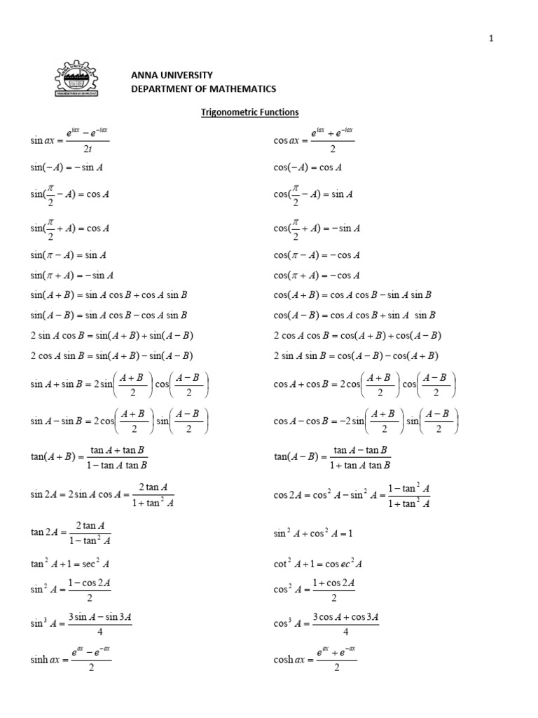 MATHEMATICAL FORMULAS | PDF | Logarithm | Elementary Geometry