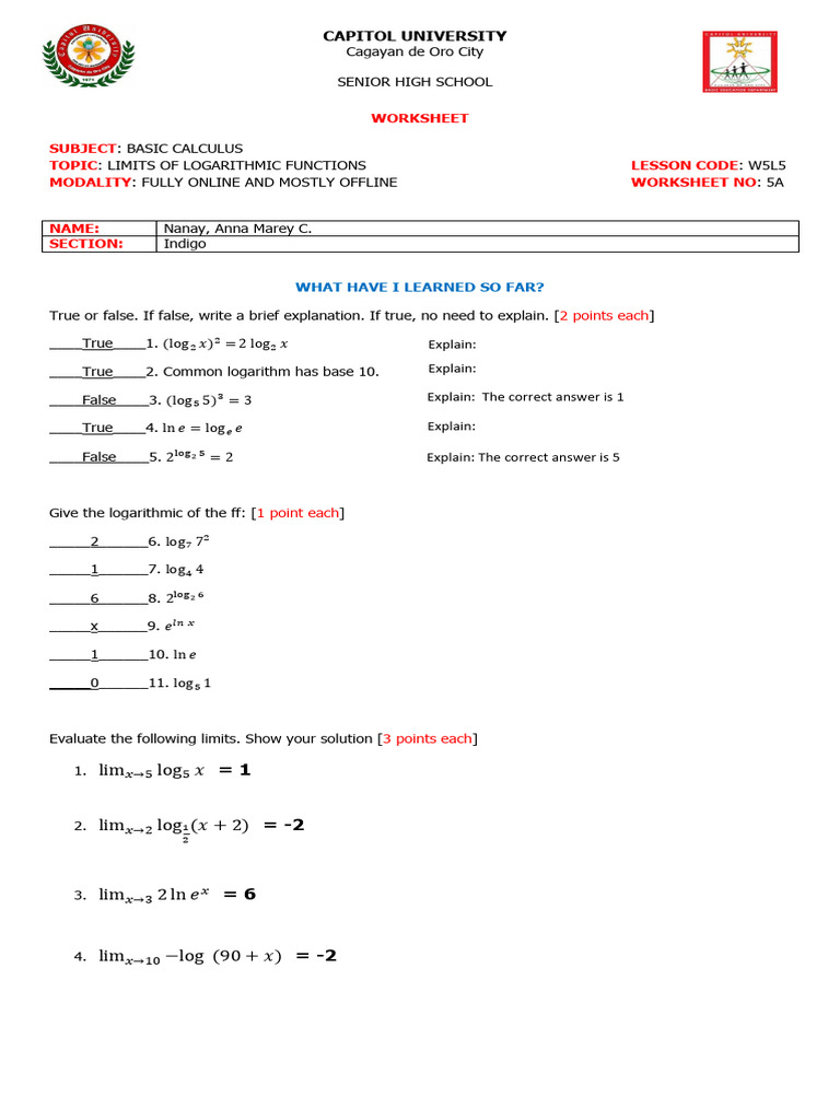 Anna Marey Nanay Worksheet 5A | PDF