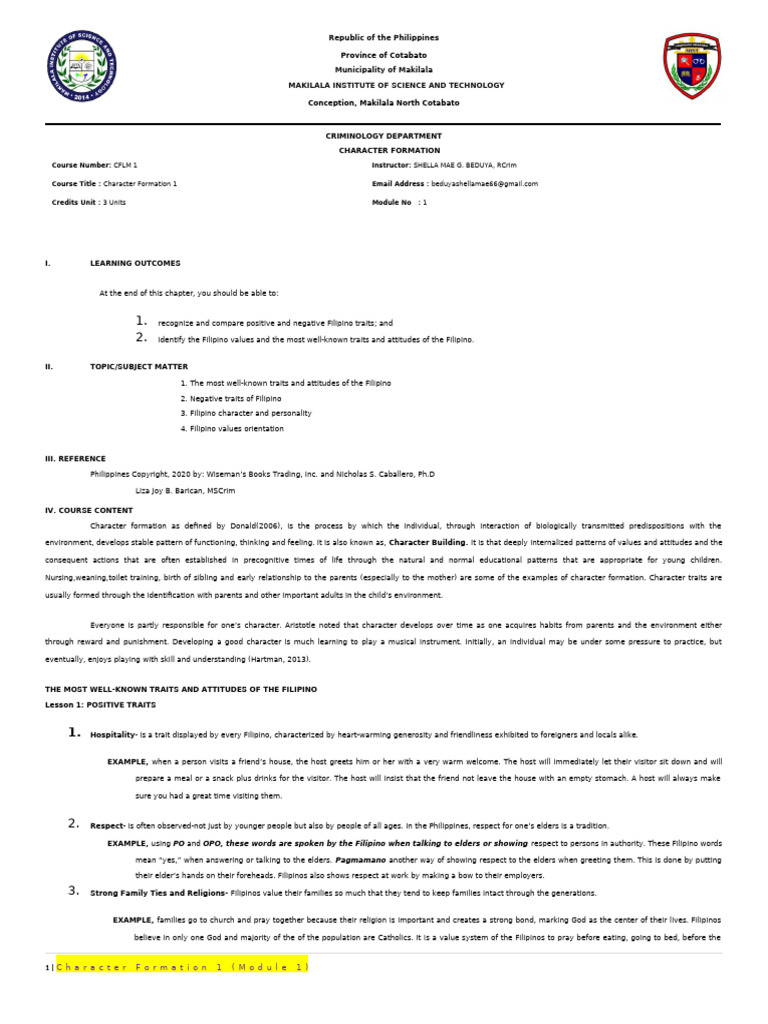 CFLM-1-Module-1 | PDF | Social Psychology