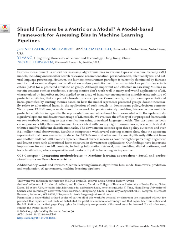 Should Fairness Be A Metric or A Model? A Model-Based Framework For Assessing Bias in Machine ...