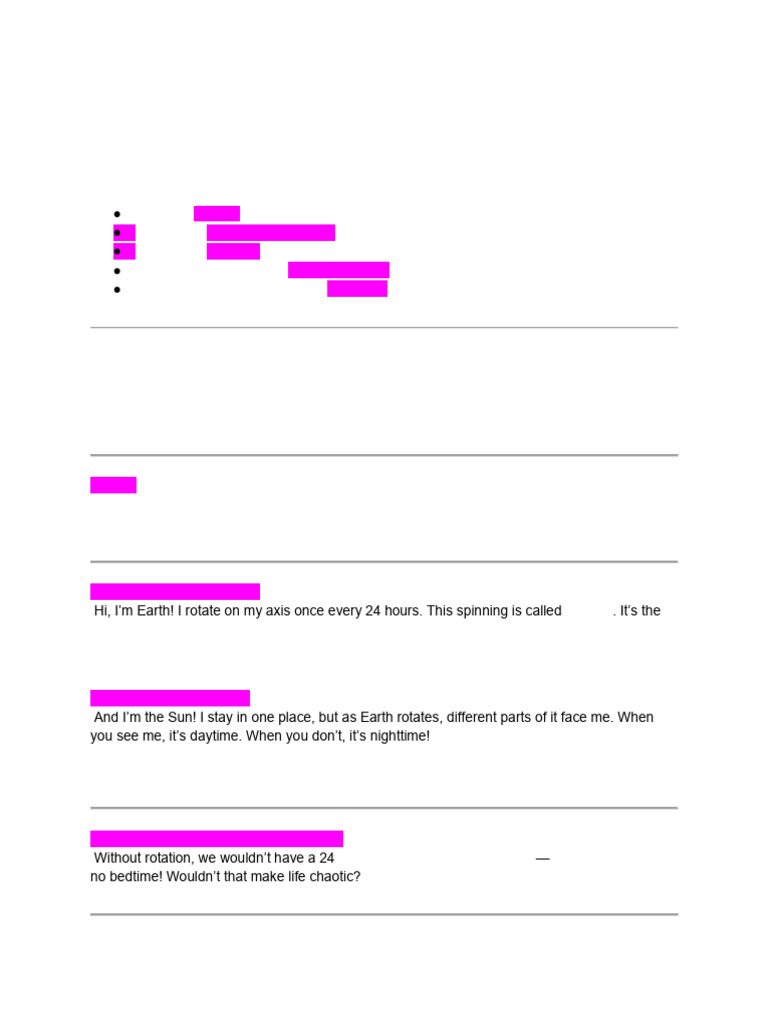 Class 4 ROTATION AND REVOLUTION | PDF