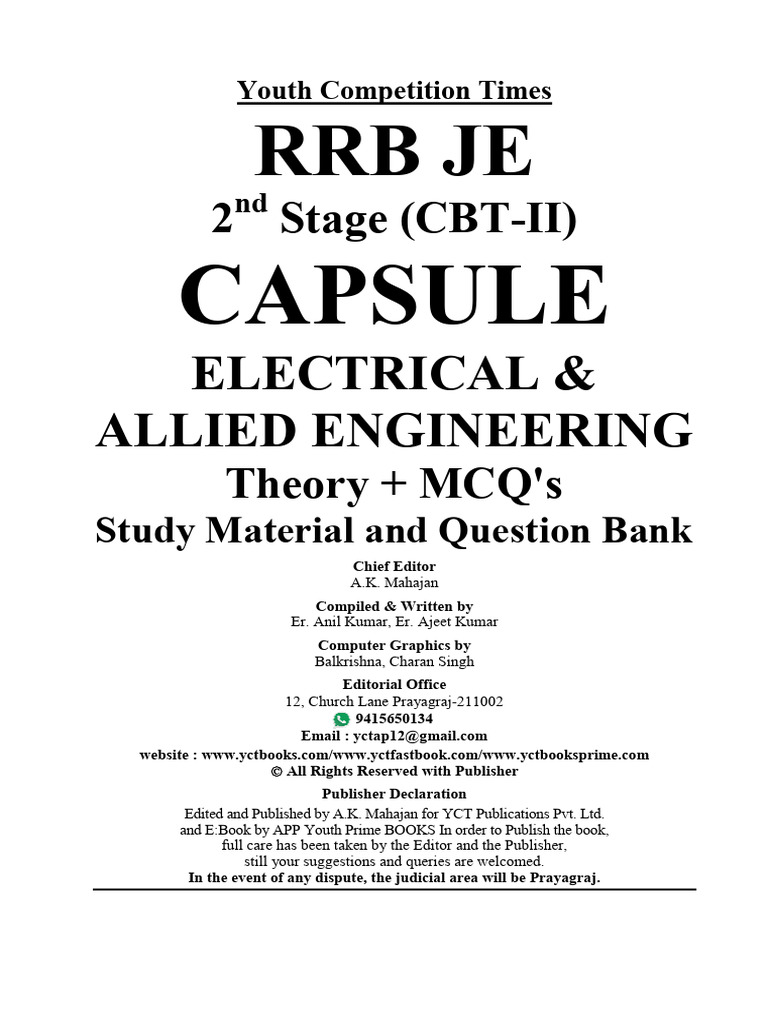RRB Je Electrical | PDF | Capacitor | Inductor
