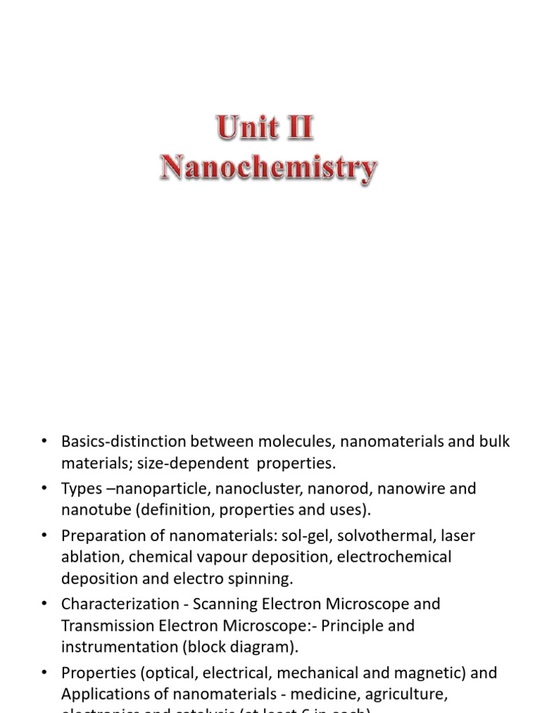 NANOCHEMISTRY UNIT 2pdfq | PDF | Nanomaterials | Nanoparticle