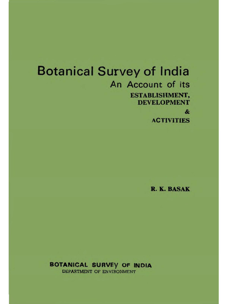 Botanical Survey of India - An Account of Its Establishment ...
