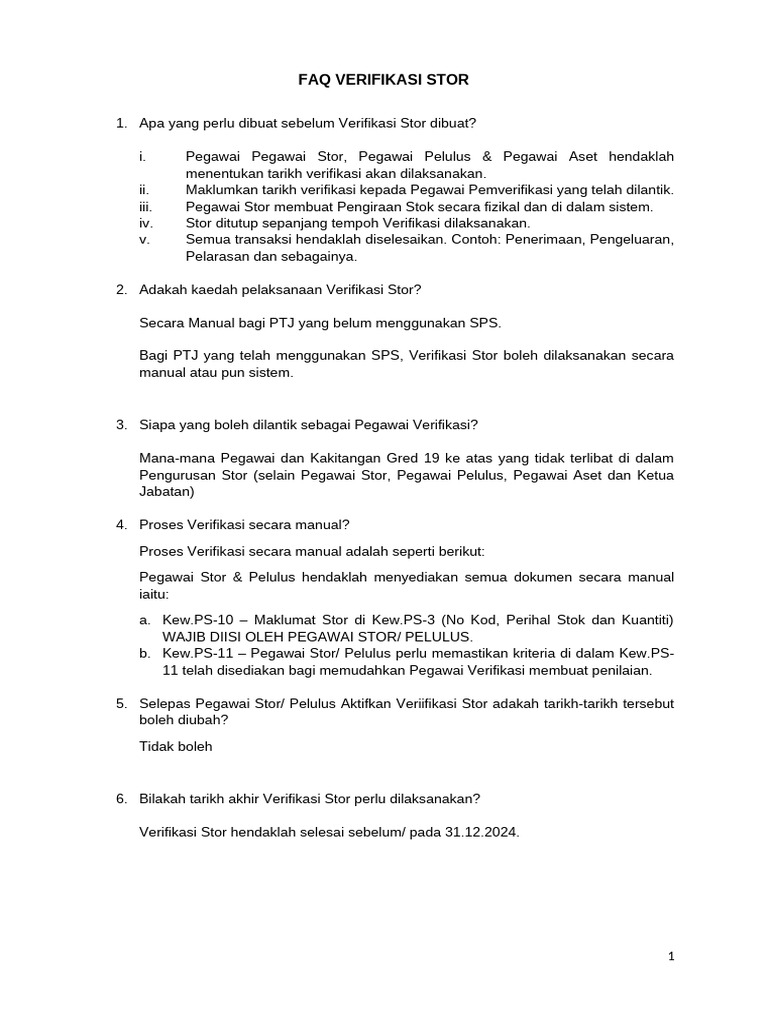 Faq Verifikasi Stor | PDF