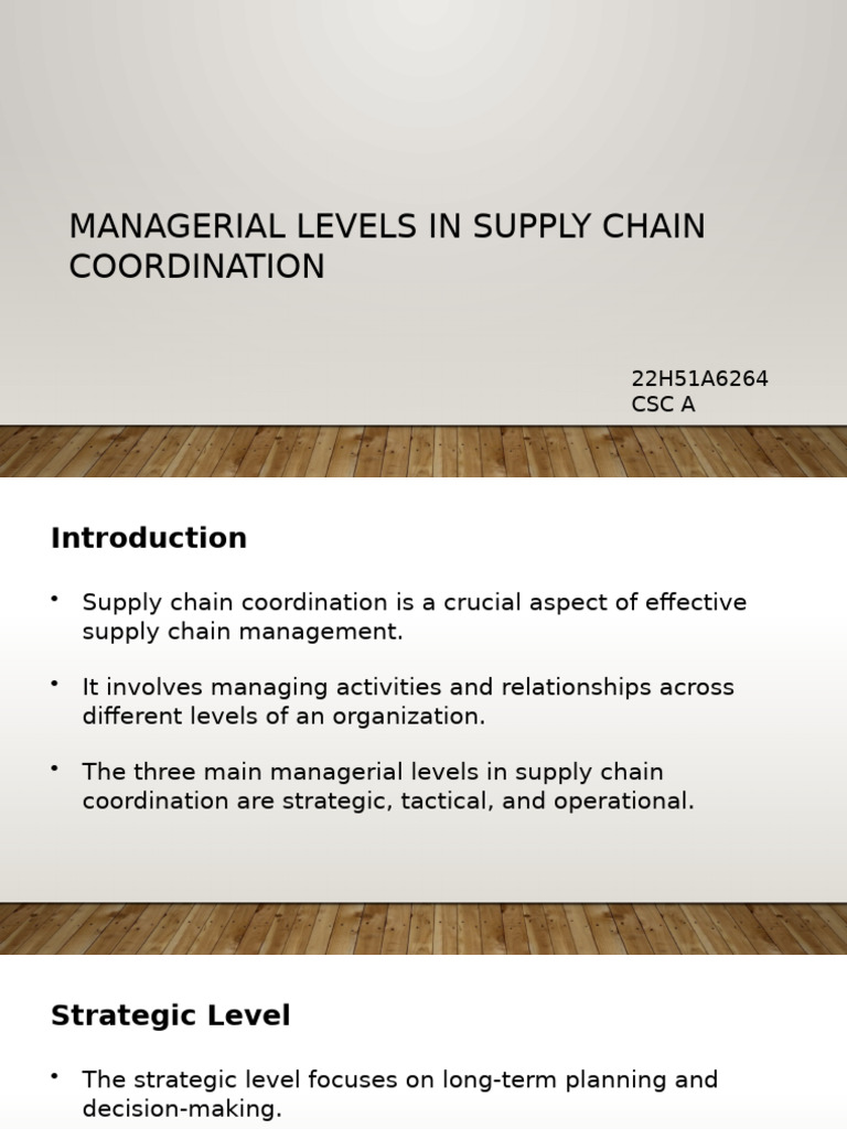 Managerial Levels in Supply Chain Coordination | PDF | Supply Chain ...