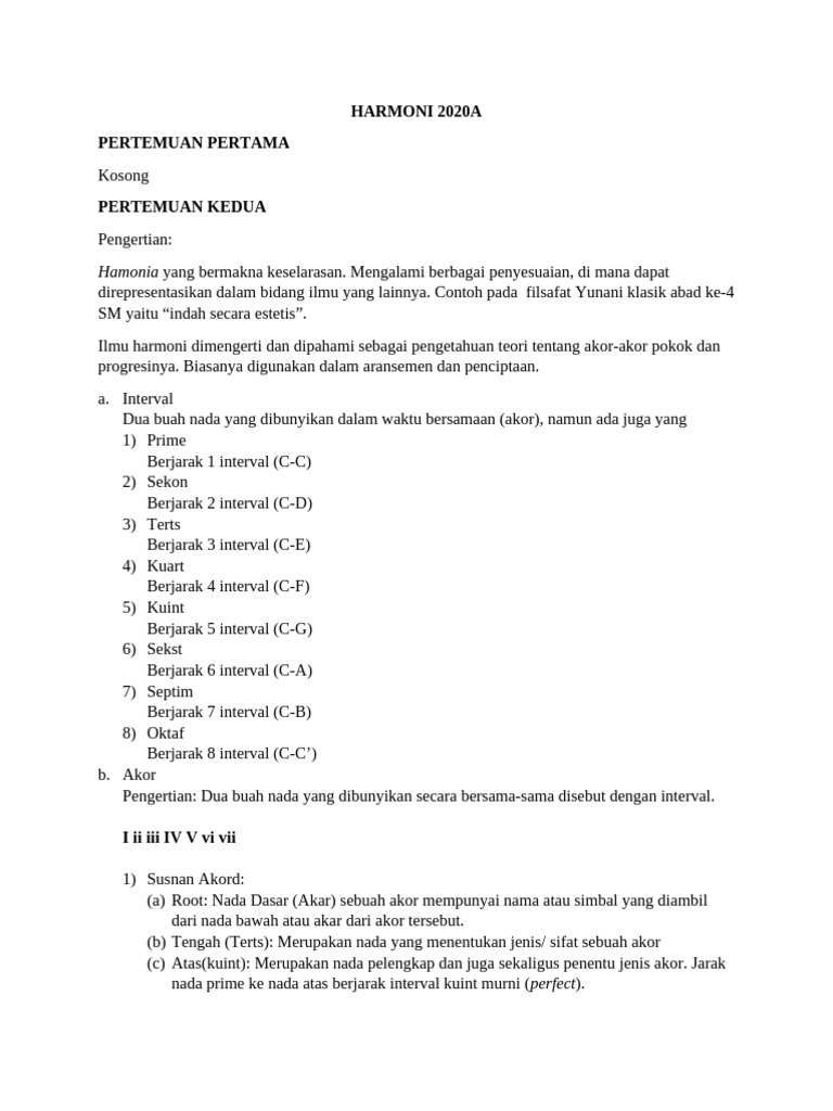 Catatan HARMONI 2020A-Rama Suluh Mustofa | PDF