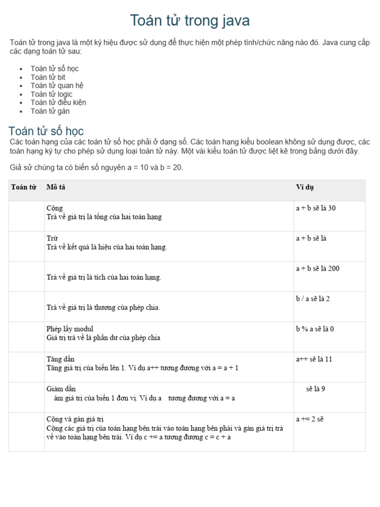 Toán T Trong Java | PDF