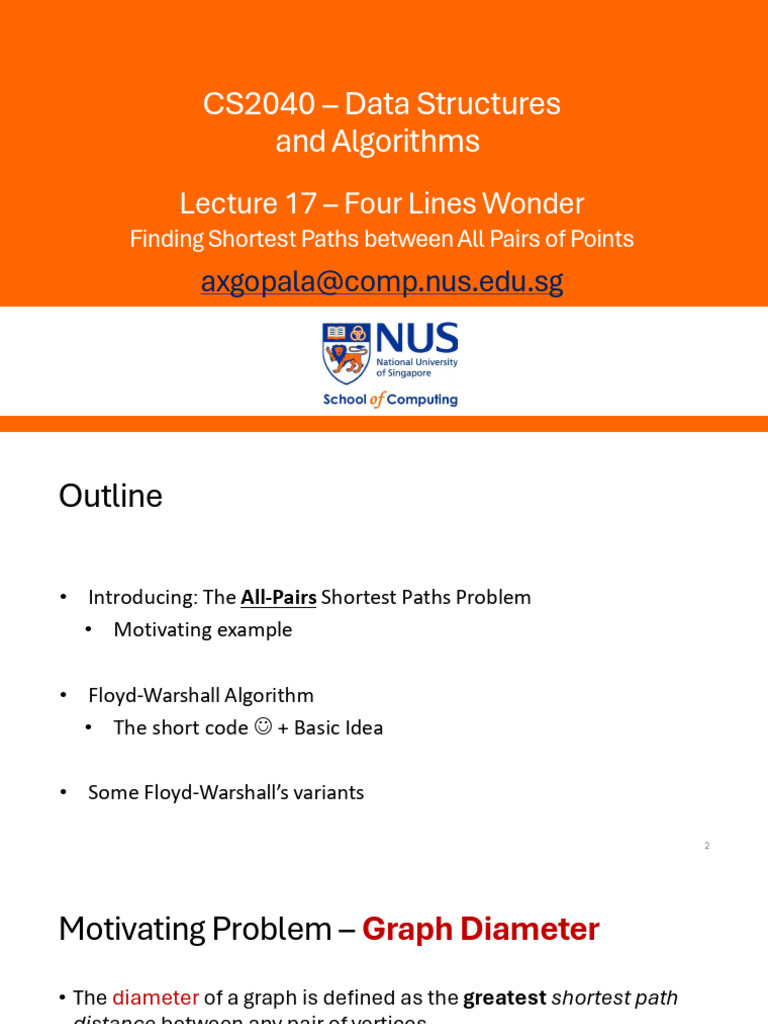 All-Pairs Shortest Paths & Floyd-Warshall | PDF | Algorithms And Data ...