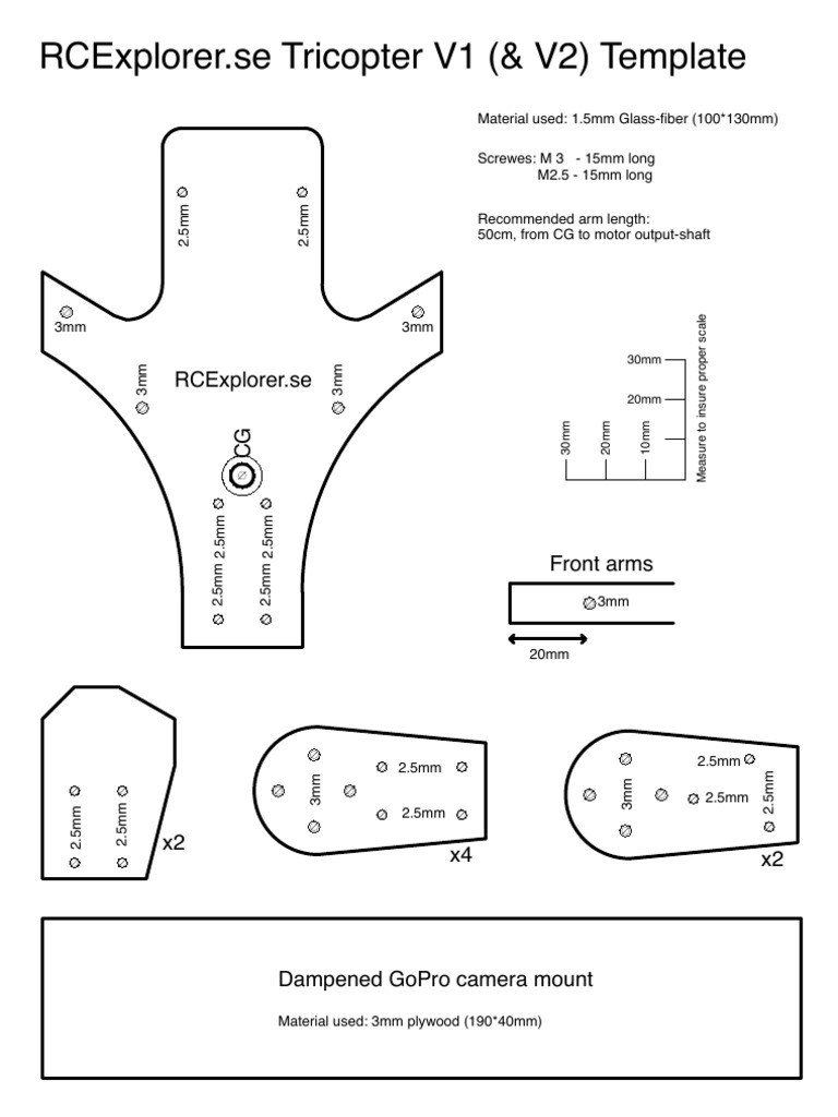 RCExplorer Tricopter V1 & V2 Template | PDF