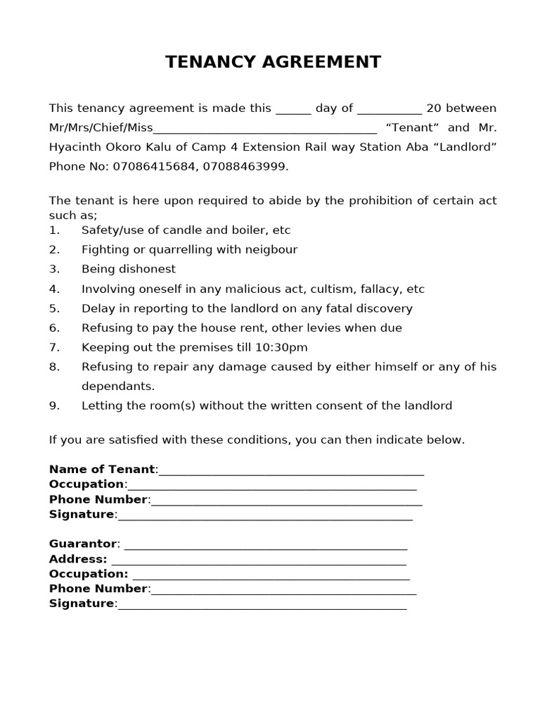 Tenancy Agreement Template | PDF