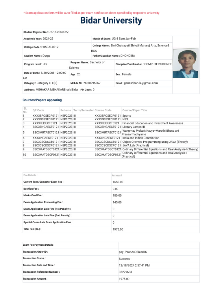 uucms.karnataka.gov.in_ExamGeneral_StudentPrintExamApplication | PDF ...