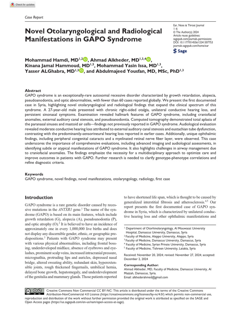 GAPO Syndrome: First Case in Syria | PDF | Medical Specialties ...