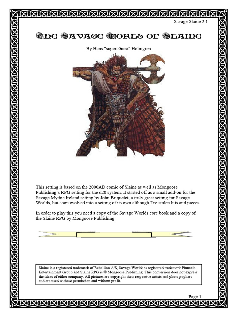 Savage Worlds - Savage Slaine - Corebook | PDF | Druid | Spear