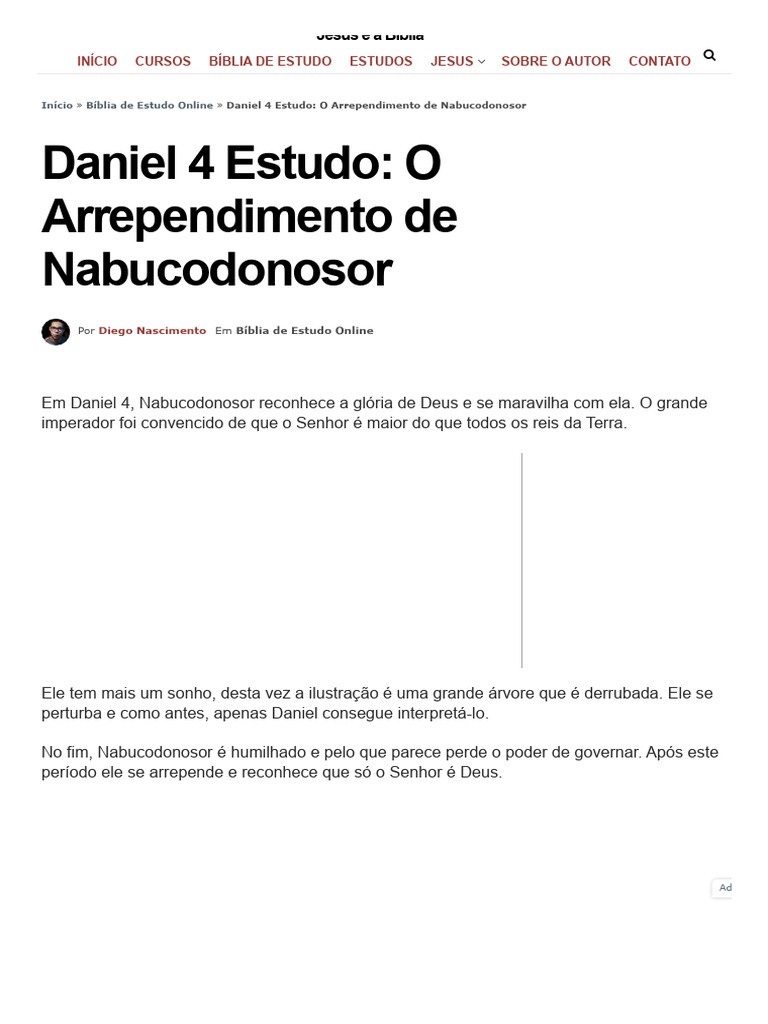 Arrependimento de Nabucodonosor em Daniel 4 | PDF | Daniel (personagem ...
