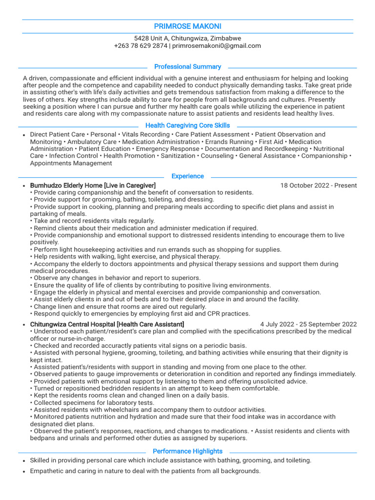 Primrose Makoni | PDF | Caregiver | Patient