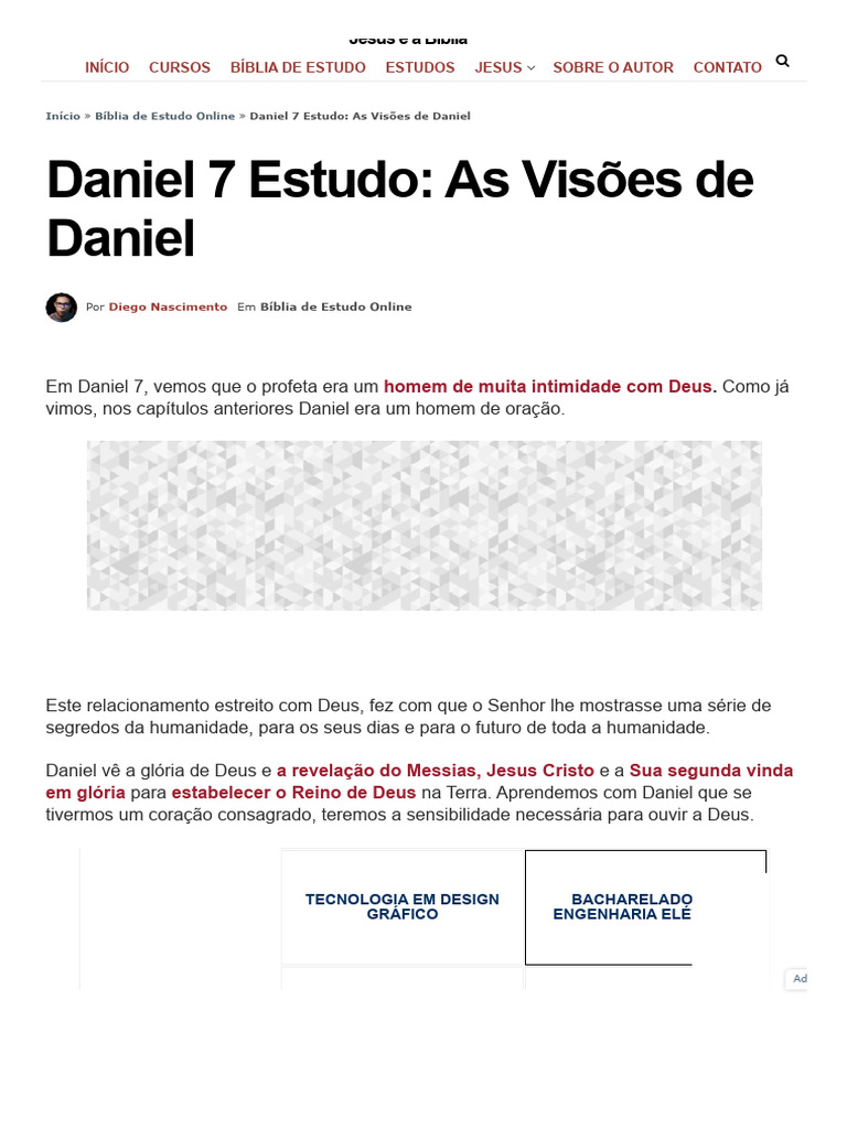Daniel 7 Estudo - As Visões de Daniel - Jesus e A Bíblia | PDF | Daniel (personagem Bíblica) | A ...