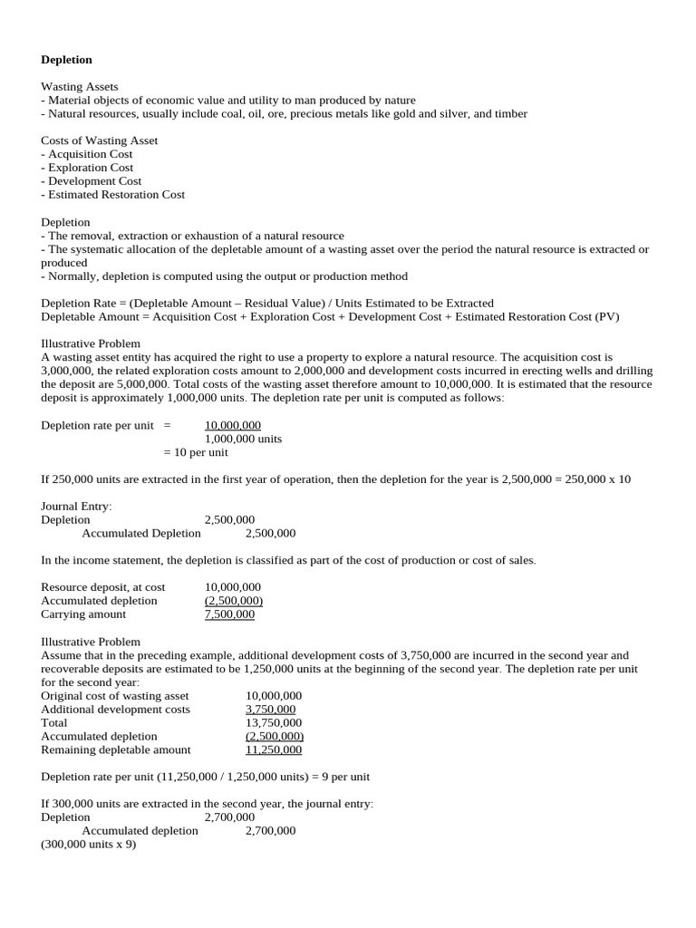 Depletion - Notes | PDF | Depreciation | Retained Earnings