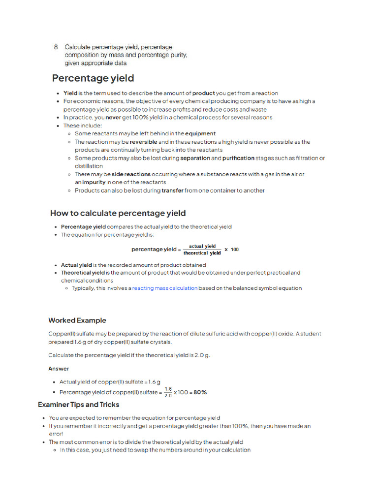 Percentage Yeild | PDF