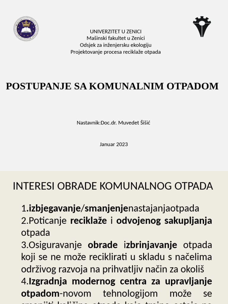 Reciklaža komunalnog otpada | PDF