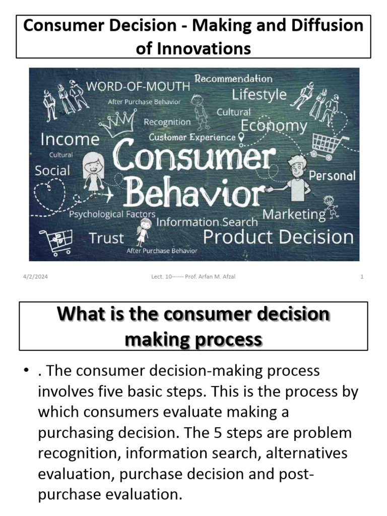 Lecture # 17 Consumer Decision Making and Diffusion of Innovations (16 ...