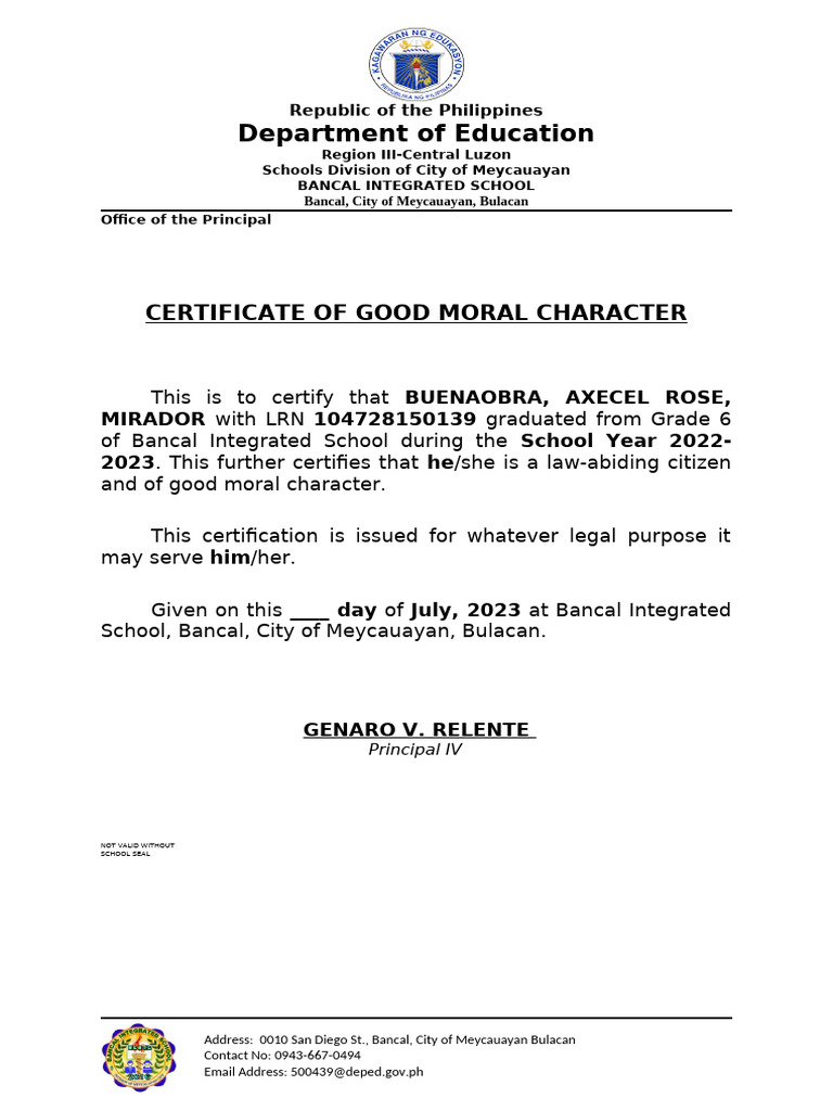 2023_BUENAOBRA_GRADE-6-NARRA_CERTIFICATE-OF-GOOD-MORAL-CHARACTER_2022 ...