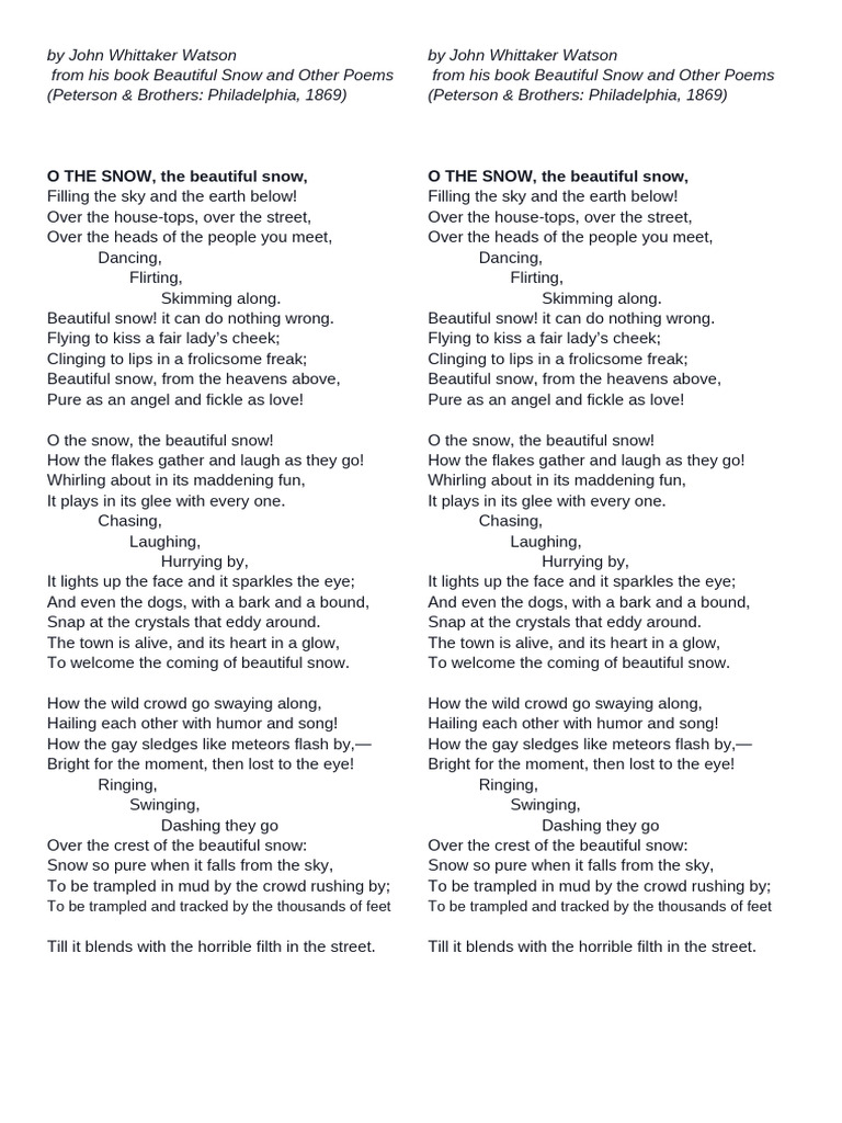 O The SNOW, The Beautiful Snow | PDF