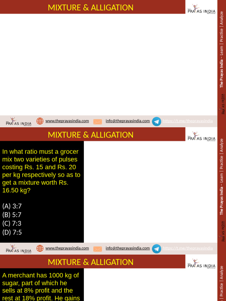 MIXTURE & ALLIGATION | PDF | Brass | Copper