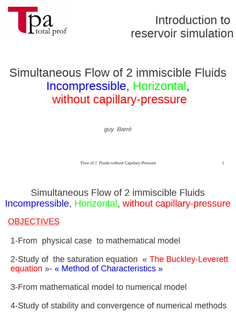 Chap-3 Simultaneous Flow of 2 Immiscible Fluids Incompressible, Horizontal, Without Capillary ...