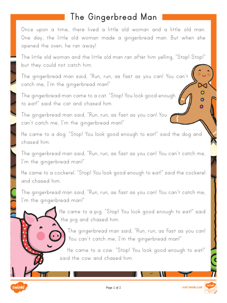 Second Grade The Gingerbread Man Reading Comprehension Activity | PDF